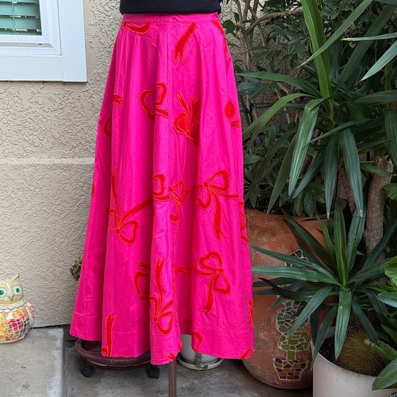 Anthropologie | Skirts | Vibrant High Waisted Pink And Red Maeve By ...